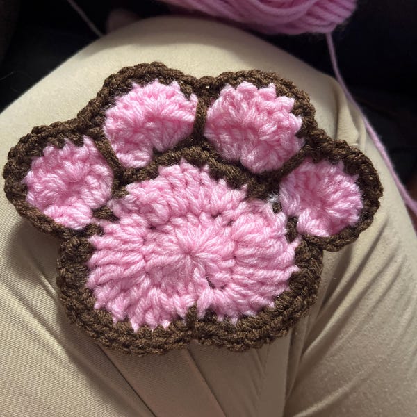 Crochet Pattern, Cat & Paw Coaster 2FOR1 Animal Paw Print Kitty - Etsy