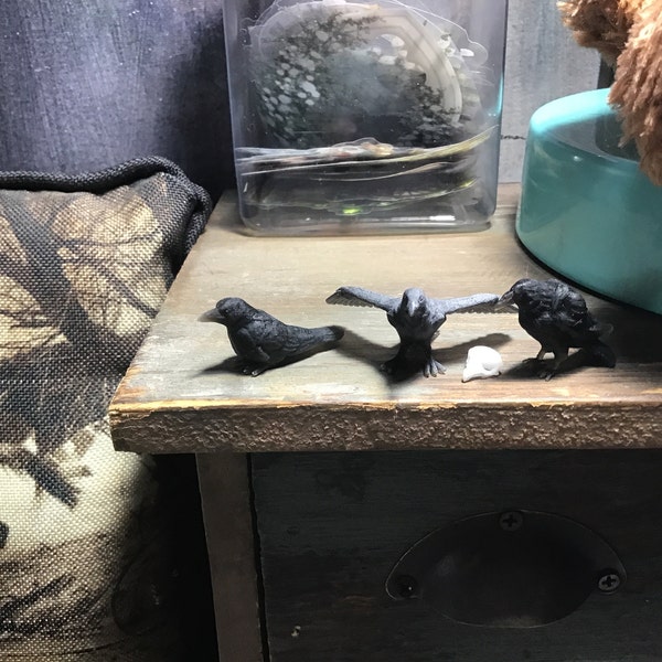 Miniature Raven, 1:12 Scale Mini Black Birds - Etsy