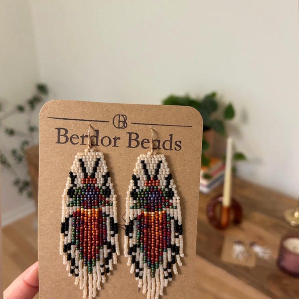 Handwoven Beaded Earrings,handmade,olive Green,moth,bohemian,jewelry ...