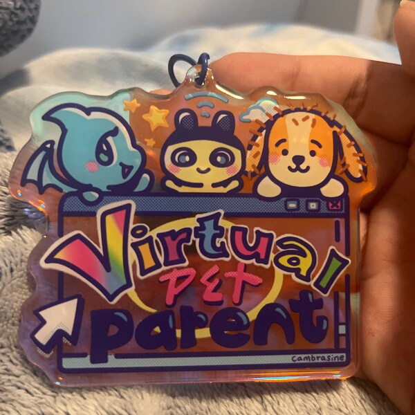 Virtual Pet Parent Holo Keychain - Etsy