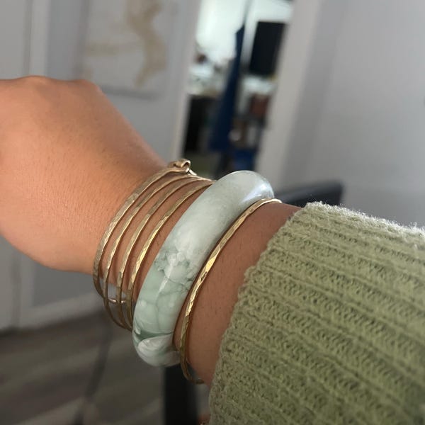 Classic 14k Gold Filled Hammered Bangle, Textured Bangle, Gold Bangle ...