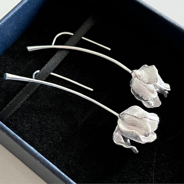 TULIP EARRINGS, Spring Flower Earrings, Gold Tulip Drop Earrings ...