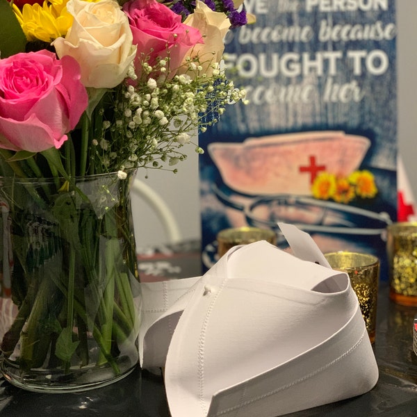 NURSE HAT Vintage Traditional White Nurse's Cap Sister's Scrub Hem ...