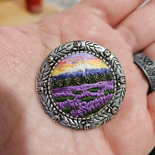 Landscape Embroidered Necklace, Scenery Hand Embroidery Pendants ...