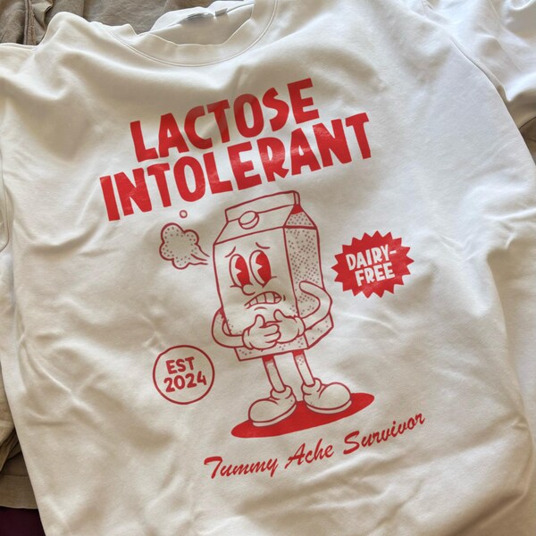 Lactose Intolerant Retro Design: Dairy-free Cartoon Art (digital ...