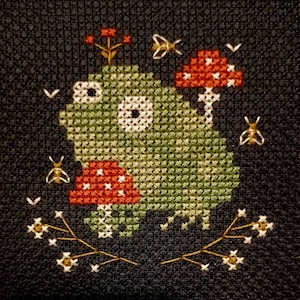 Witchy Mood Cross Stitch Pattern, Frog Color Chart, Embroidery Sample ...