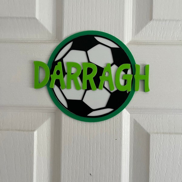 Personalised Football Door Sign, Personalized Door Plaque, Soccer Name ...