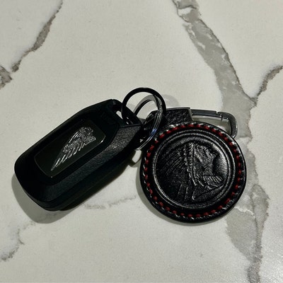 Beautiful Handmade Leather Keychain BOLT BLACK/RED - Etsy