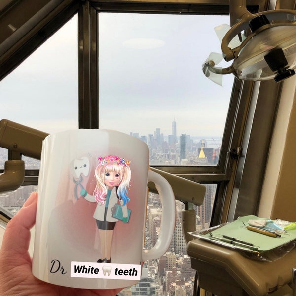 Personalized Dentist Cartoon on Mug, Custom Dentist Caricature Portrait ...