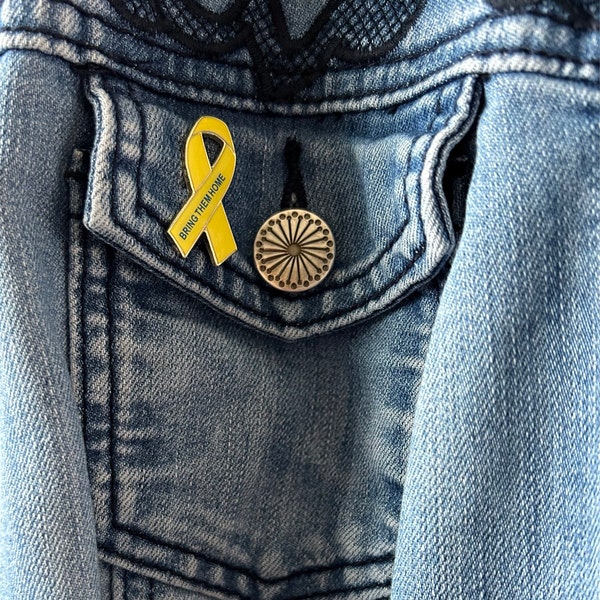 Bring Them Home Yellow Ribbon Israel Pin Bring Them Home Now Hostages Support Israel Yellow ...