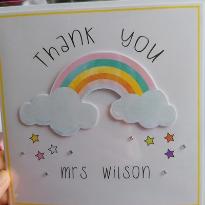 Personalised Rainbow Thank You Card for Teacher and Teaching - Etsy