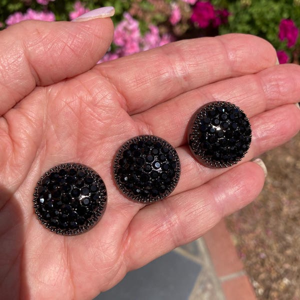 Luxury Black Colour Rhinestone Fancy Large Shank Buttons 11/18/23/25mm ...