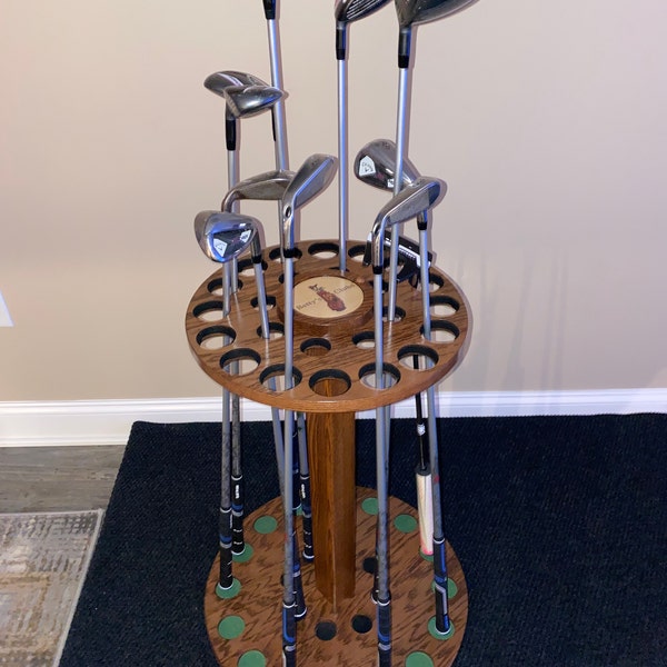 Golf Club, Putter Display Rack. ROTATING, 24 Club Oak Wood. Beautiful ...