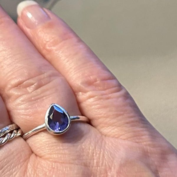 Tanzanite Solitaire Ring, 6 X 8 Oval Bezel Set Handmade Ring, 925 ...