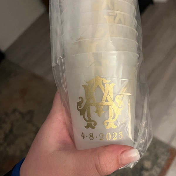 Monogrammed Wedding Cups, Signature Cocktail, Shatterproof Frost Flex ...