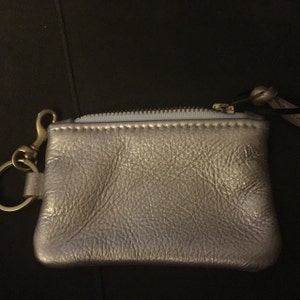 Small Leather Keychain Credit Card and Cash Zipper Wallet With Keyring ...