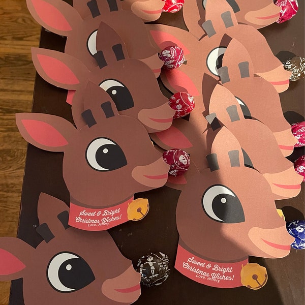 Rudolph Lollipop Christmas Printable - Christmas Gift Tag, Treat Tag ...
