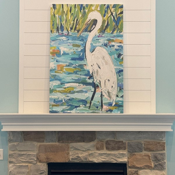 PRINT on Paper or Canvas, "abstract Egret" - Etsy