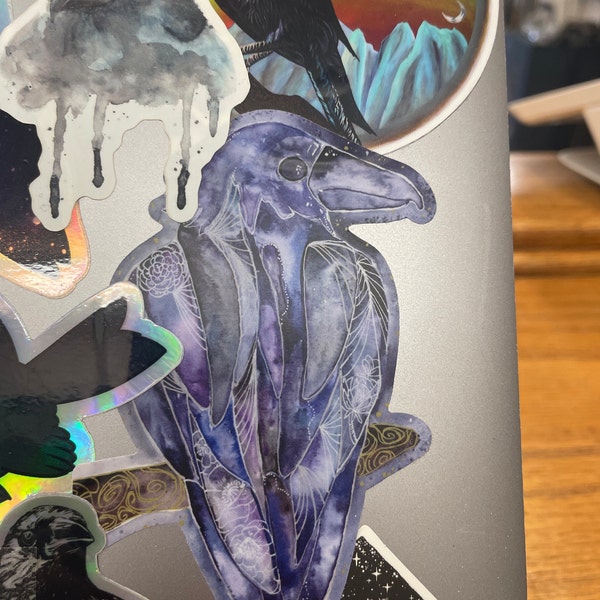 Large Watercolor Raven Vinyl Sticker - Etsy