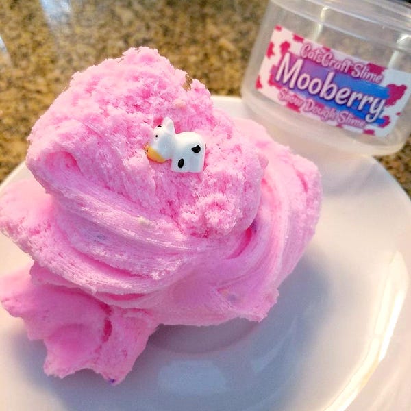 Snow Dough Slime "mooberry" Scented Slime Cow Charm ASMR - Etsy