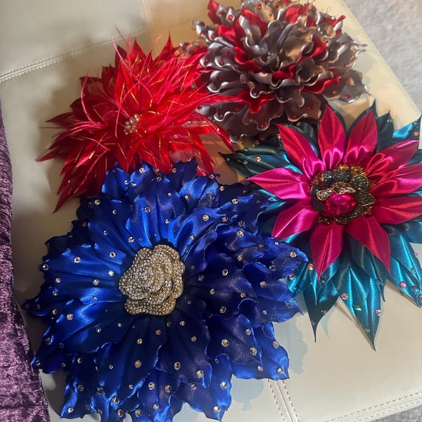 Flower Brooch Purple Bling Petals Pin Corsage - Etsy