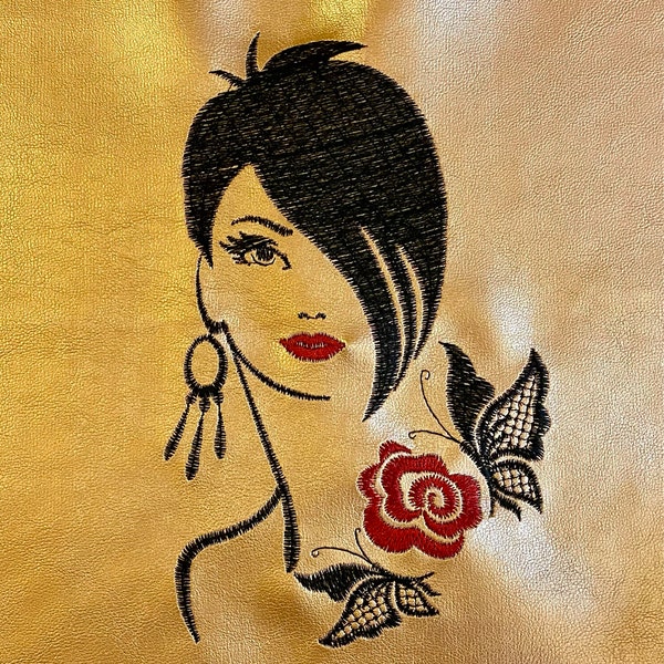 Woman Face Embroidery 4 Machine Embroidery Designs, Fashion Embroidery ...