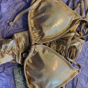 Gold Glitter Metallic Triangle Bikini Top - Etsy