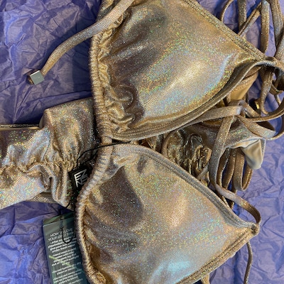 Gold Glitter Metallic Triangle Bikini Top - Etsy