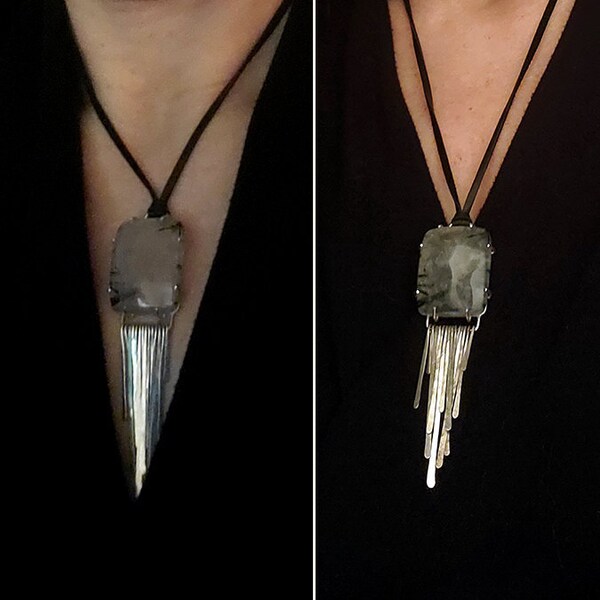 Brass and Fine Silver Kinetic Brutalist Necklace, Edgy Industrial Architectural Necklace, Post ...