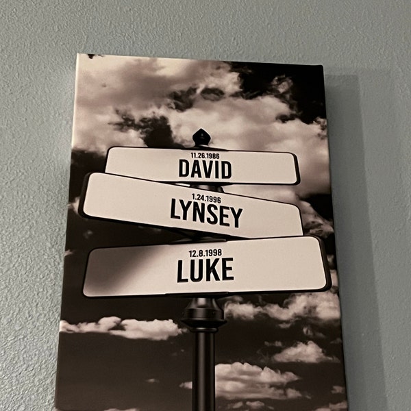 Custom Street Sign Multi-names Personalized Print Wall Art Canvas ...
