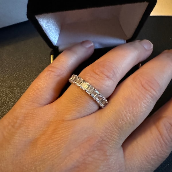 Emerald Cut Eternity Band, Emerald Eternity Ring, 5.50 Ctw, 14k White ...