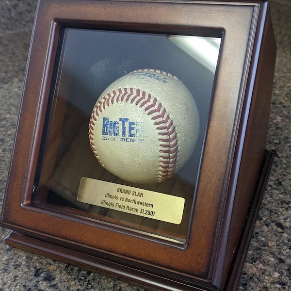 Baseball Display Case Box - Custom Plaque Engraving - Wood With Glass ...