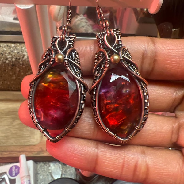 Kyanite Rough Earring Copper Wire Wrapped Earrings Natural Gemstone ...