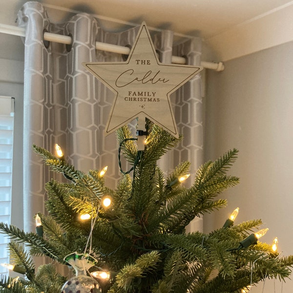 Christmas Tree Topper Star, Engraved Tree Topper, Scandi Christmas ...