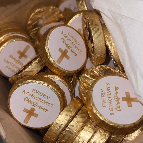 Set of 50 X 3cm Personalised Christening, Baptism, Holy Communion ...