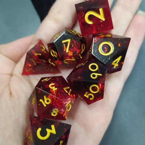 Purple Crystal DND Dice Set – Handmade Engraved/carving Amethyst for ...