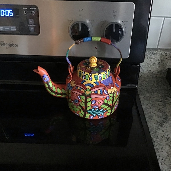 DECORATIVE TEAPOT in Recycled ALUMINUM Hand-painted Boho Tea Pot ...