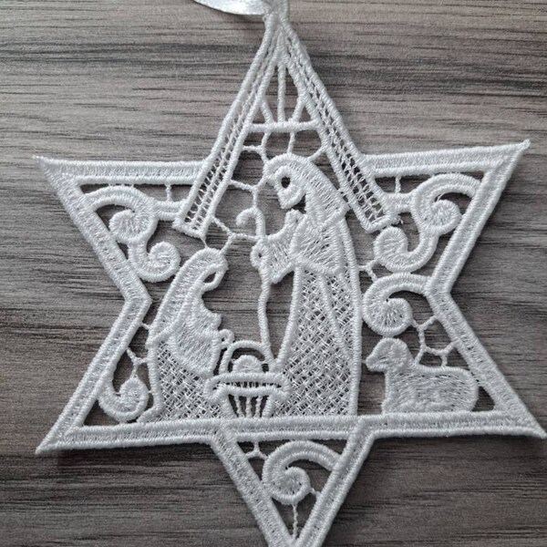 FSL Nativity Ornament Star - Free Standing Lace Machine Embroidery ...