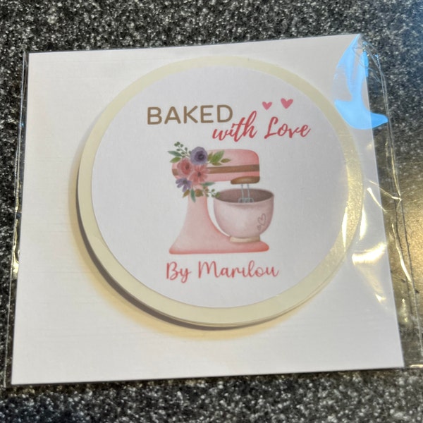 Personalized Baked With Love Stickers, Customized Baked Goods Label ...