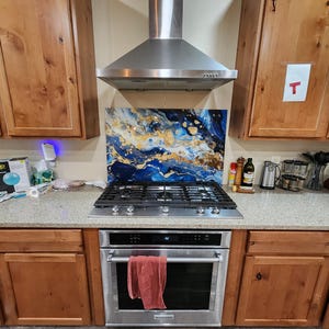Glass Stove Backsplash, Kitchen Splashback Wall Panel Behind Cooker and ...