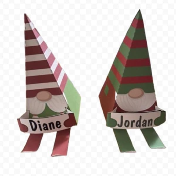 DIY Christmas Printable Gnome Table Place Cards - Festive Seating Cards ...