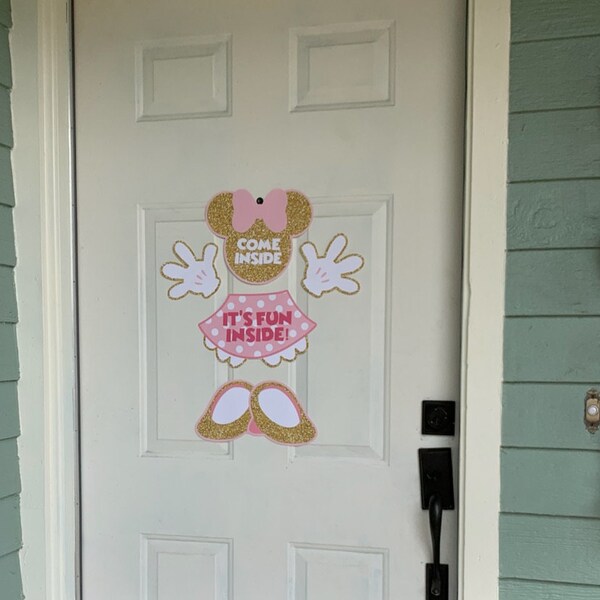 INSTANT DOWNLOAD Pink and Gold Mouse Door Hanging Sign Print Yourself ...