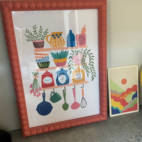 Colourful Kitchen Print // Kitchen Wall Decor, Kitchen Illustration ...