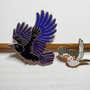 Hard Enamel Pin, Silver Plated Crow Lapel Pin, Unique Gift for Bird ...
