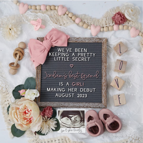 Girl Pregnancy Announcement Digital, It's a Girl Gender Reveal Baby ...