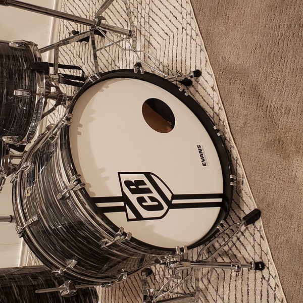 Vintage Style Monogram Bass Drum Badge Decals - Etsy