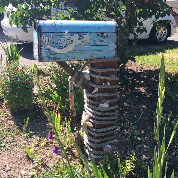 Hand Painted Mailboxes Tropical Beach Coastal, Coral, Waves ...