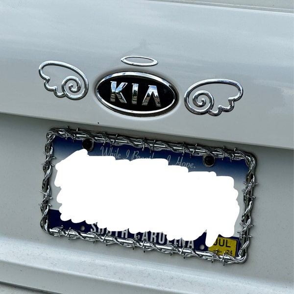 Chrome Angel Wings Car Emblem Sticker / Wings & Halo Silver Badge Decal ...