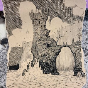 Ink Drawing Print 'the Cave' - Etsy