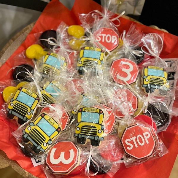 School Theme Birthday Cookies, School Bus Cookies, School Theme Party ...